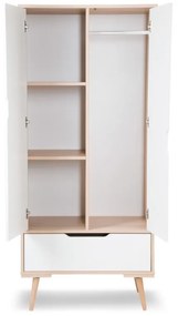 Dětská šatní skříň SOFIE 2,180x60x50,bílá/buk