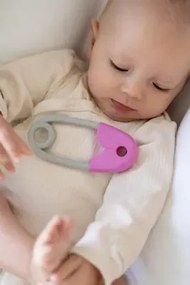 TEDDIES Chrastítko špendlík růžovošedé / 12 cm / plast / 0m+
