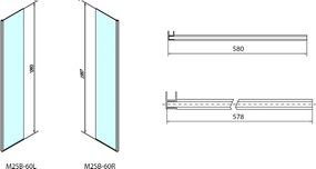 Polysan Modular Shower MS2B-60R pevný panel 60 cm k instalaci na stěnu pravý