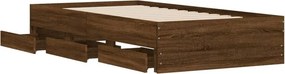 Rám postele se zásuvkami hnědý dub 100x200 cm kompozitní dřevo 3207293