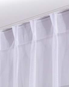 Záclona na dvojitých hačcích flex barva bílá látka poloprůhledná, pletený vzor, vzorované