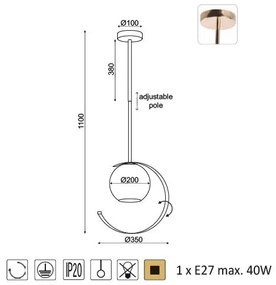 ACA DECOR Závěsné svítidlo IPARELLE max. 40W/E27/230V/IP20