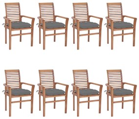 Jídelní židle 8 ks šedé podušky masivní teak - Default Title