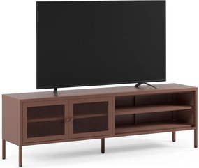 Vínový kovový TV stolek 160x50x35 cm Fayna – Marckeric