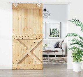 vidaXL Posuvné dveře s kováním 95 x 210 cm masivní borové dřevo [3203195]
