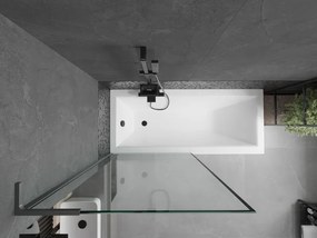 Mexen Next L, 1-křídlová vanová zástěna 90 x 150 cm, 6mm čiré sklo-černý vzor, ​​grafitový profil, 895-090-000-03-70-95