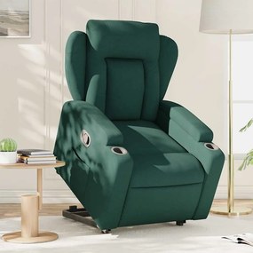 Zvedací polohovací křeslo tmavě zelené textil 3204488