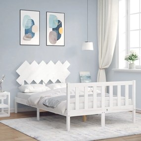 vidaXL Rám postele s čelem 120 x 200 cm masivní dřevo [3193465] Barva: Bílá