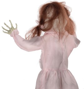 HOMCOM Hororová panenka, halloweenská dekorace, aktivována zvukem/ dotykem, červené oči, zvuk, 76 cm