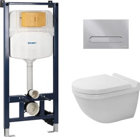 Set sada mísa + prkénko s pomalým sklápěním Duravit Starck 3 45270900A1, podomítkový WC modul Duravit DuraSystem WD102900000, WD5009021000