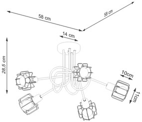 Stropní svítidlo Beluci, 5x černé drátěné stínítko