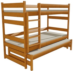 Patrová postel s výsuvnou přistýlkou PPV 018 90 x 190 cm - OLŠE