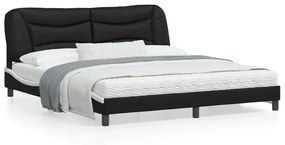 vidaXL Rám postele s čelem černý a bílý 180 x 200 cm umělá kůže