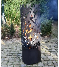 Esschert Design Vysoký koš na oheň Flames uhlíková ocel černý FF408 - Default Title