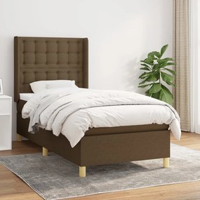 vidaXL Box spring postel s matrací 90x200 cm textil [3132285] Barva: tmavě hnědá