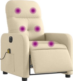 Elektrické masážní polohovací křeslo krémové textil 3206794