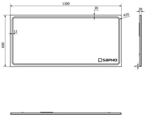 Sapho, GEMINI LED podsvícené zrcadlo 1300x600mm, GM130