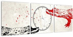 Obraz - Krokodýli (s hodinami) (90x30 cm)