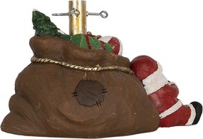 Hnědý stojan na stromek ve tvaru pytle a se Santou Christmas - 46*31*30 cm
