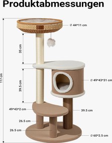 Škrabadlo pro kočky fudajo – 117 cm, béžová (66003)