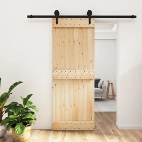 Posuvné Dveře S Kováním 80 X 210 Cm Masivní Borové Dřevo Vzor Šedá Kostka