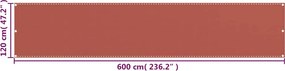 Balkonová zástěna terakota 120 x 600 cm HDPE 310955