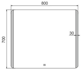 Nimco LED zrcadlo 800x700 s dotykovým senzorem - ZP 17003V