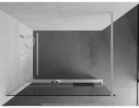 Mexen Kioto+, sprchová zástěna Walk-In s poličkou a věšákem 130 x 200 cm, 8mm čiré sklo, bílý profil, 800-130-121-20-00