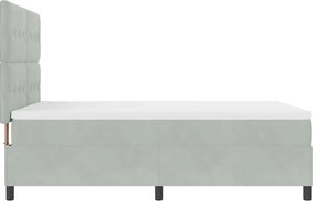 Postel s boxspringem s čelo Světle šedá 140 x 190 cm samet 3339830