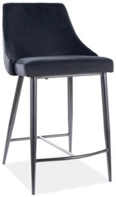 Barová čalouněná židle NOPI velvet černá/černá mat