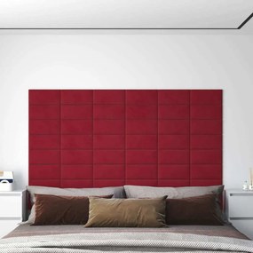 vidaXL Nástěnné panely 12 ks 30 x 15 cm samet 0,54 m² [343782] Barva: vínová červená