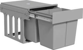 HOMCOM výsuvný podskříňkový koš 30 l — 2×15 l, tlumený dojezd, světle šedý | Aosom