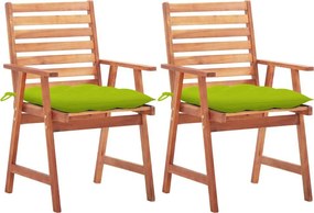 vidaXL Zahradní jídelní židle 2 ks s poduškami masivní akáciové dřevo [3064338] Barva: Jasně zelená