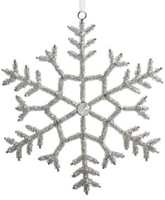Champagne antik závěsná sněhová vločka s korálky Snowflake - 20 cm