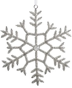 Champagne antik závěsná sněhová vločka s korálky Snowflake - 20 cm