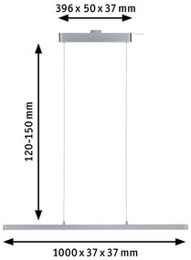 Paulmann 95578 Lento, ZigBee Tunable white, svítidlo se svícením nahoru-dolu pro Urail, 40,5W LED, stmívatelné, matný chrom