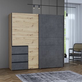 Skříň, dub artisan/tmavě šedý beton, VIOLO