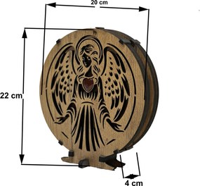 Li-Go "Anděl s karneolovým srdcem" dřevěná lampa s dvojitým podsvícením 20x22 cm dub