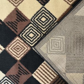DY Hnědý koberec s geometrickým vzorem Alfa 17 Rozměr: 60x100 cm