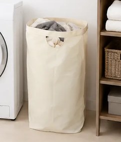 koš na prádlo, objem 60 l, s víkem, oxford/bambus, 66x41x22 cm, béžová/přírodní, Dekorino KP20260010