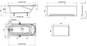 Ravak CP11000000 - Vana VANDA 160x70 cm akrylát/lesklá bílá