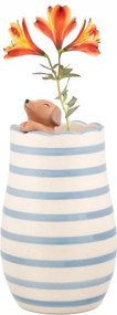 Bílá váza z dolomitu (výška 18,5 cm) Peeking Sausage Dog – Sass &amp; Belle