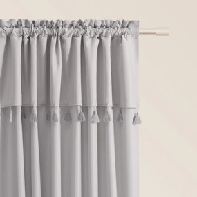 Room99 Hotový závěs na pásce s třásněmi Astoria Jednobarevný Barva: Bělošedá, Velikost: 140 x 250 cm