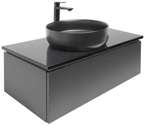 Koupelnová skříňka s kamennou krycí deskou a umyvadlem SAT Feel 100x30x46 cm antracit SATFEEL100ANTTKB