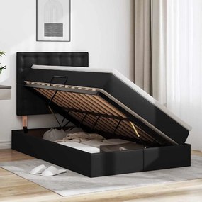 Postel s úložným prostorem s čelo Černá 120 x 190 cm Umělá kůže 3371657