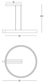 Zambelis 22011 závěsné LED stmívatelné svítidlo zlato/černé, 41W, 3000K, ø65cm