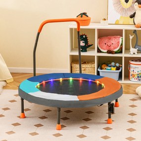 Costway Dětská trampolína Ø90 cm s LED osvětlením a madlem