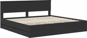 Rám postele se zásuvkou Černá 200 x 200 cm Inženýrské dřevo 3410673