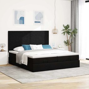 Osmanský rám postele s matrací černý 200x200cm textil 3313680