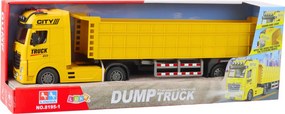 LEAN Toys Přepravní kamion se zdvihacím návěsem, světla, zvuky, žlutý